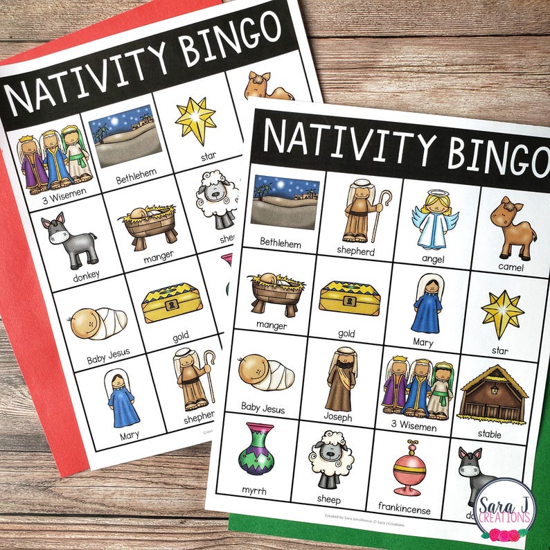 Christmas Nativity Bingo Printable Boards, Birth of Jesus Catholic ...