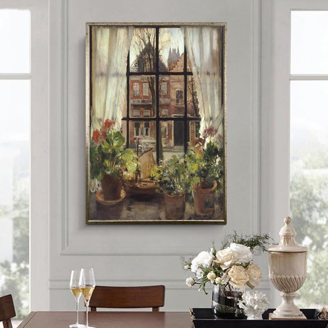 Fake Window Street View Canvas Print, Realistic Landscape Art, Ready to ...