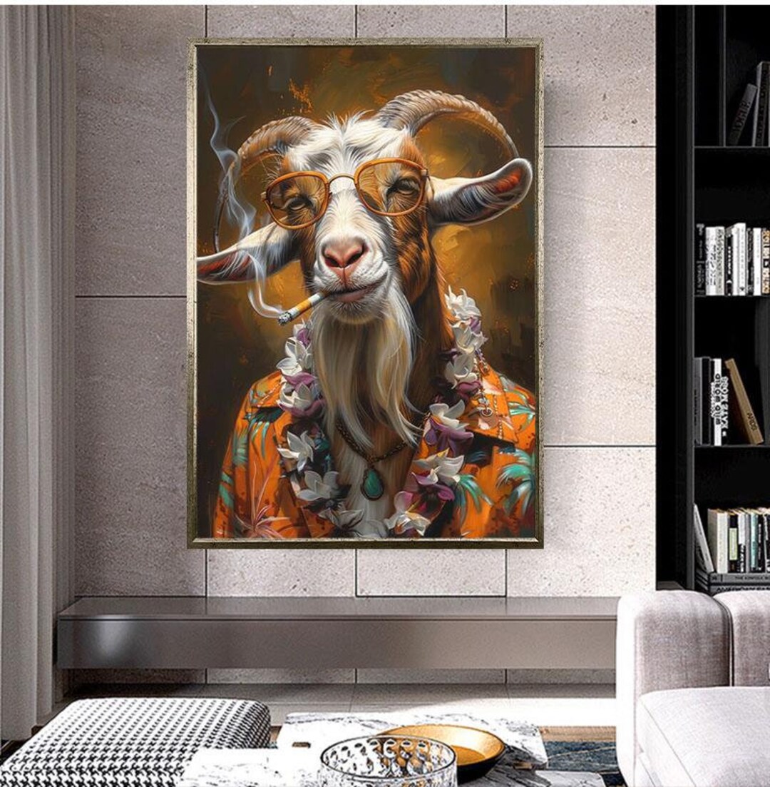 Smoking Sheep Canvas Art, Modern Wall Art, Strange Sheep in Suit Canvas ...