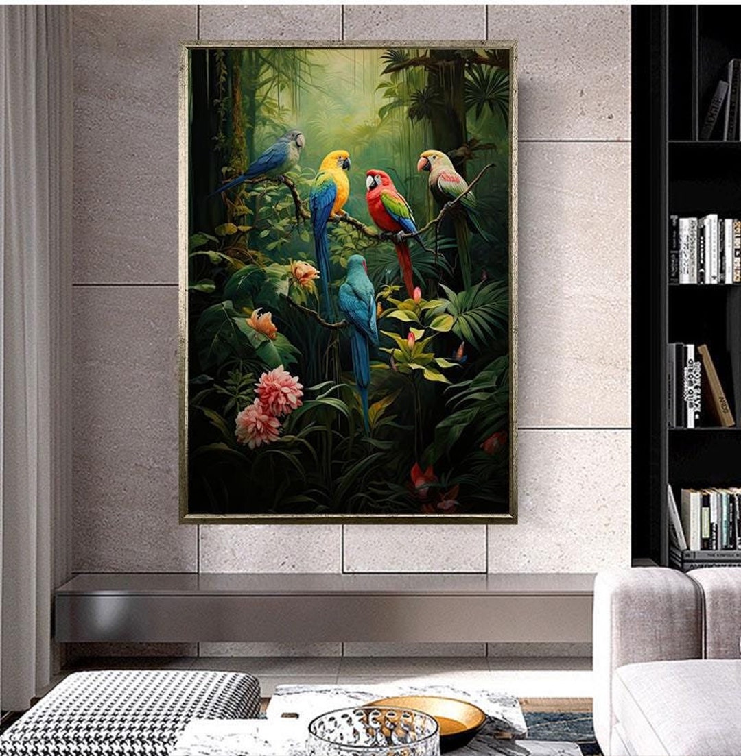Parrot Canvas Print, Parrot Canvas Print Home Decor, Red Parrot Canvas ...