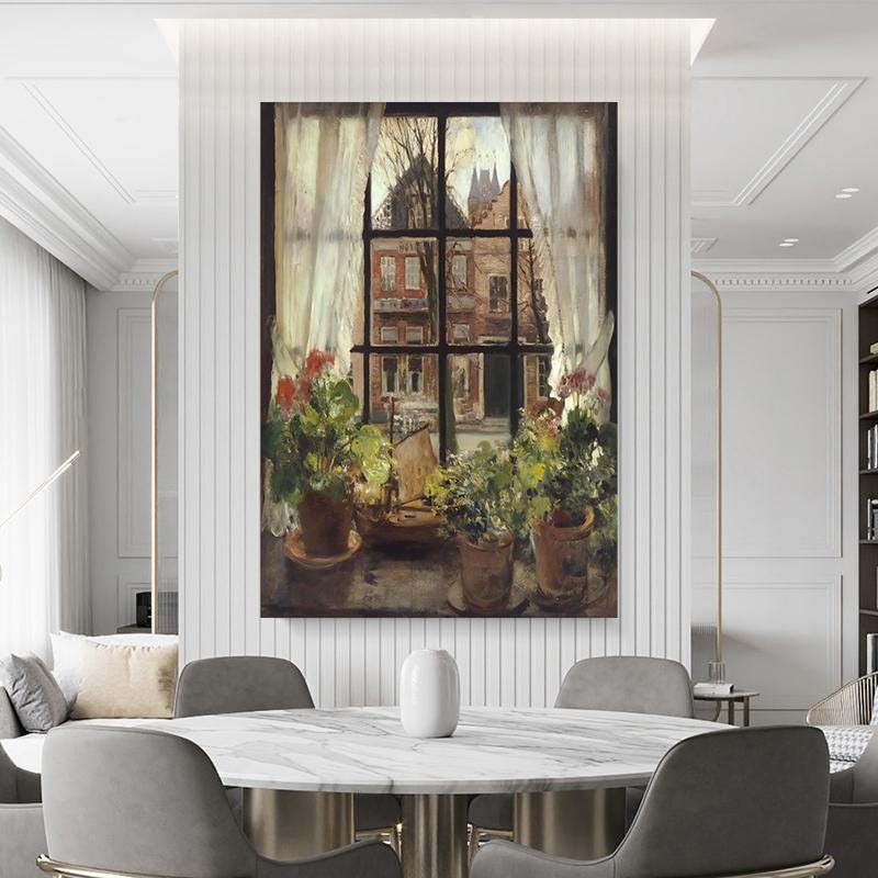 Fake Window Street View Canvas Print, Realistic Landscape Art, Ready to ...