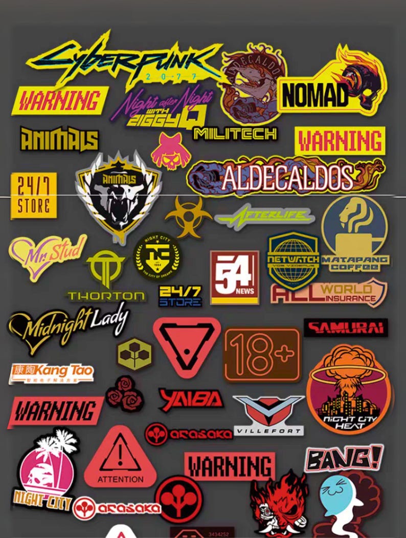 Cyberpunk 2077 Sticker Pack 106 Unique Stickers Cyber Punk 2077 ...