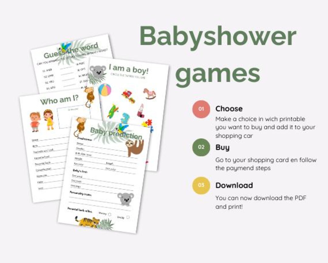 Baby Shower Game Zoo Theme Gender Neutral Games Printable Activity ...