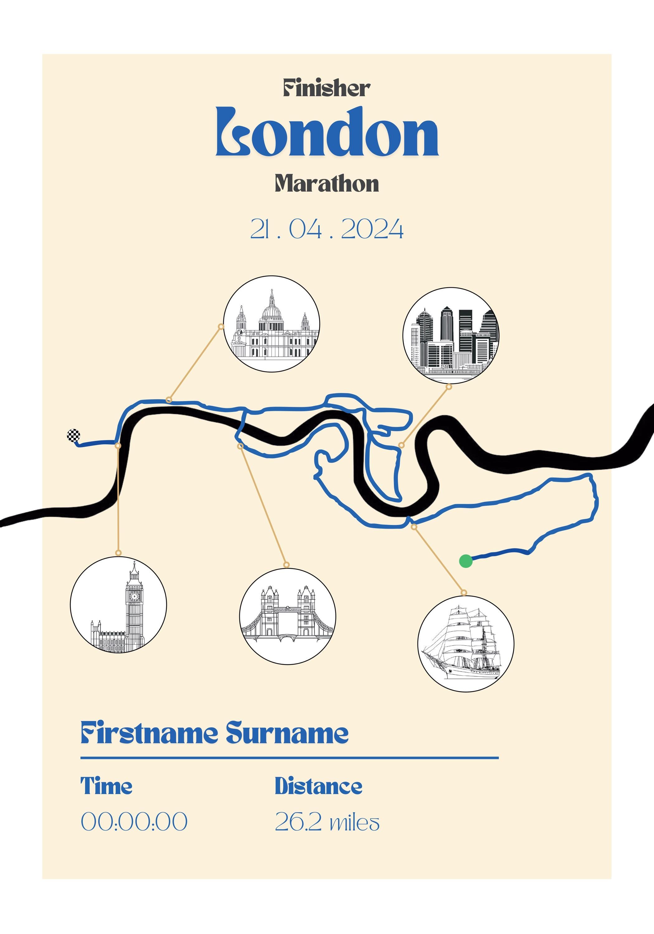 Personalised Marathon Finisher's Poster London - Etsy