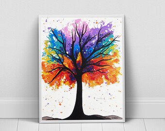 Rainbow Tree Art | Etsy