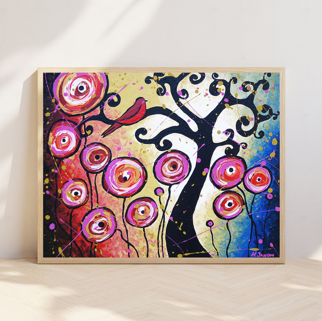 Red Bird Art Print Bird Wall Art, Gift for Bird Lover, Gift for Her or ...