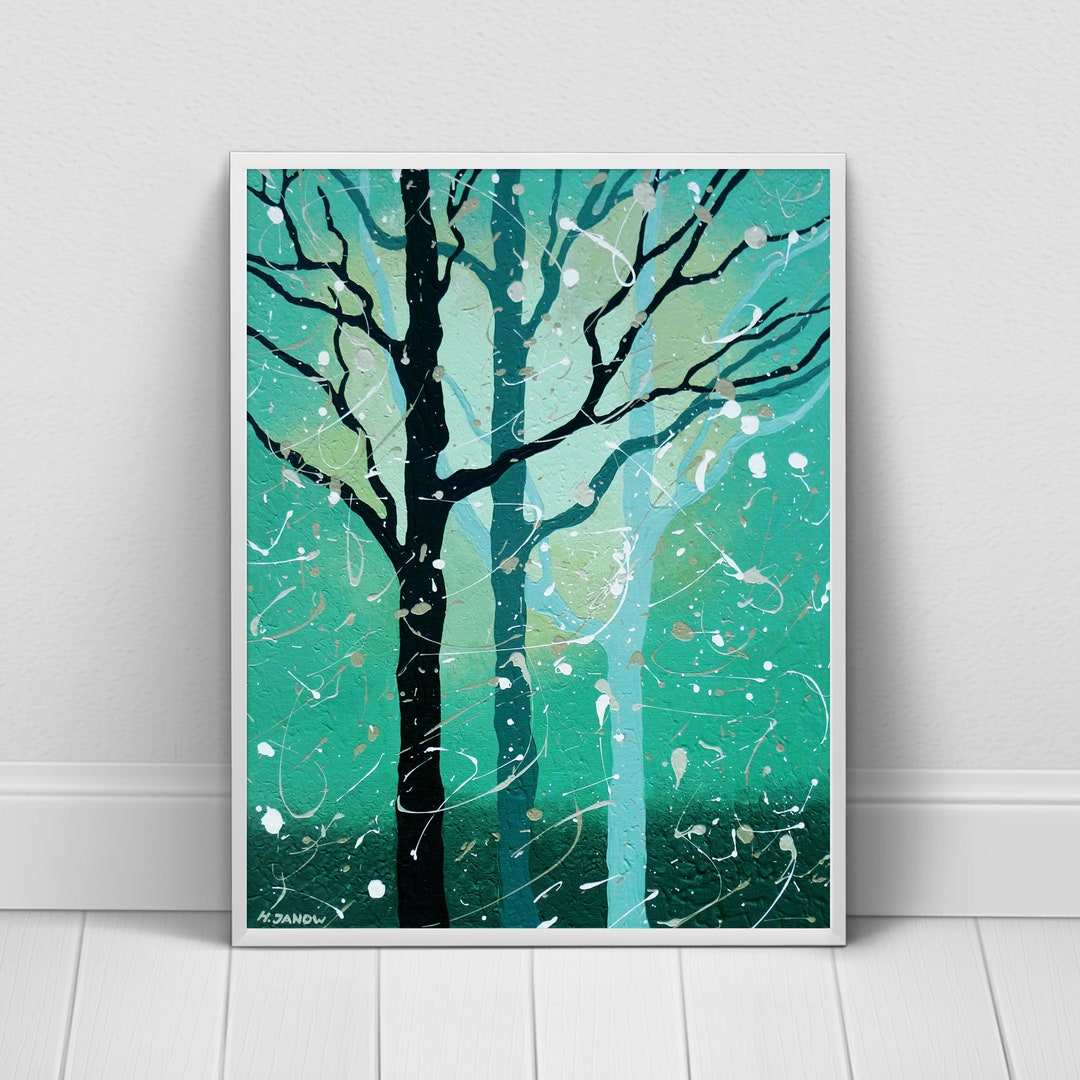 Tree Wall Art Print Turquoise Decor Minimalist Art Abstract - Etsy