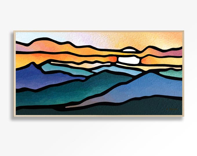Blue Ridge Mountains Original Painting, Panoramic Landscape Canvas Wall ...