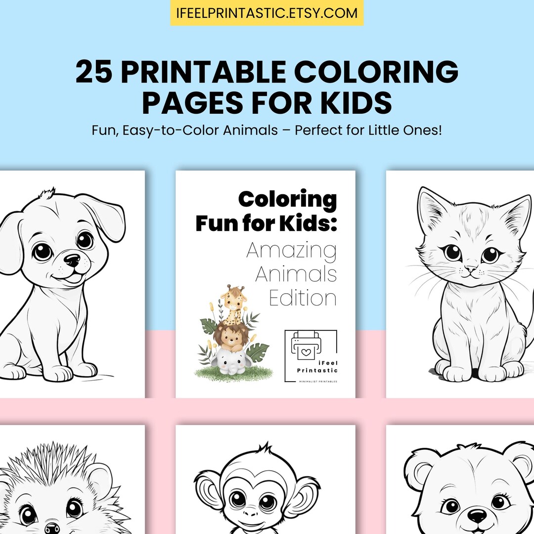 25 Printable Animal Coloring Pages for Kids Fun & Easy Coloring Book ...