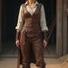 Women’s Brown Genuine Leather Huntress Costume | Medieval Ranger Vest ...