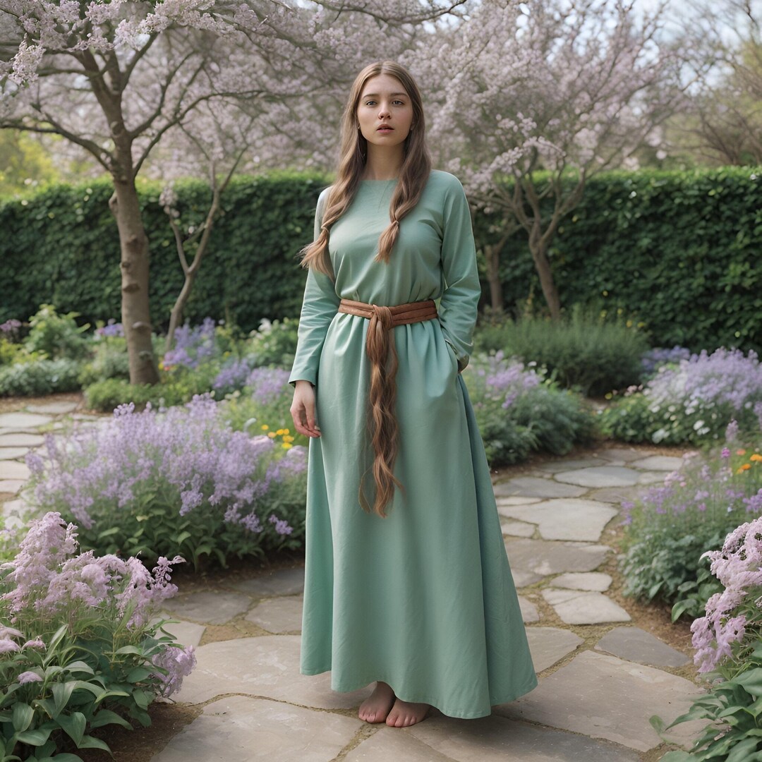 Elegant Sage Green Tunic Noble Women Tunic Dress Medieval and Viking ...