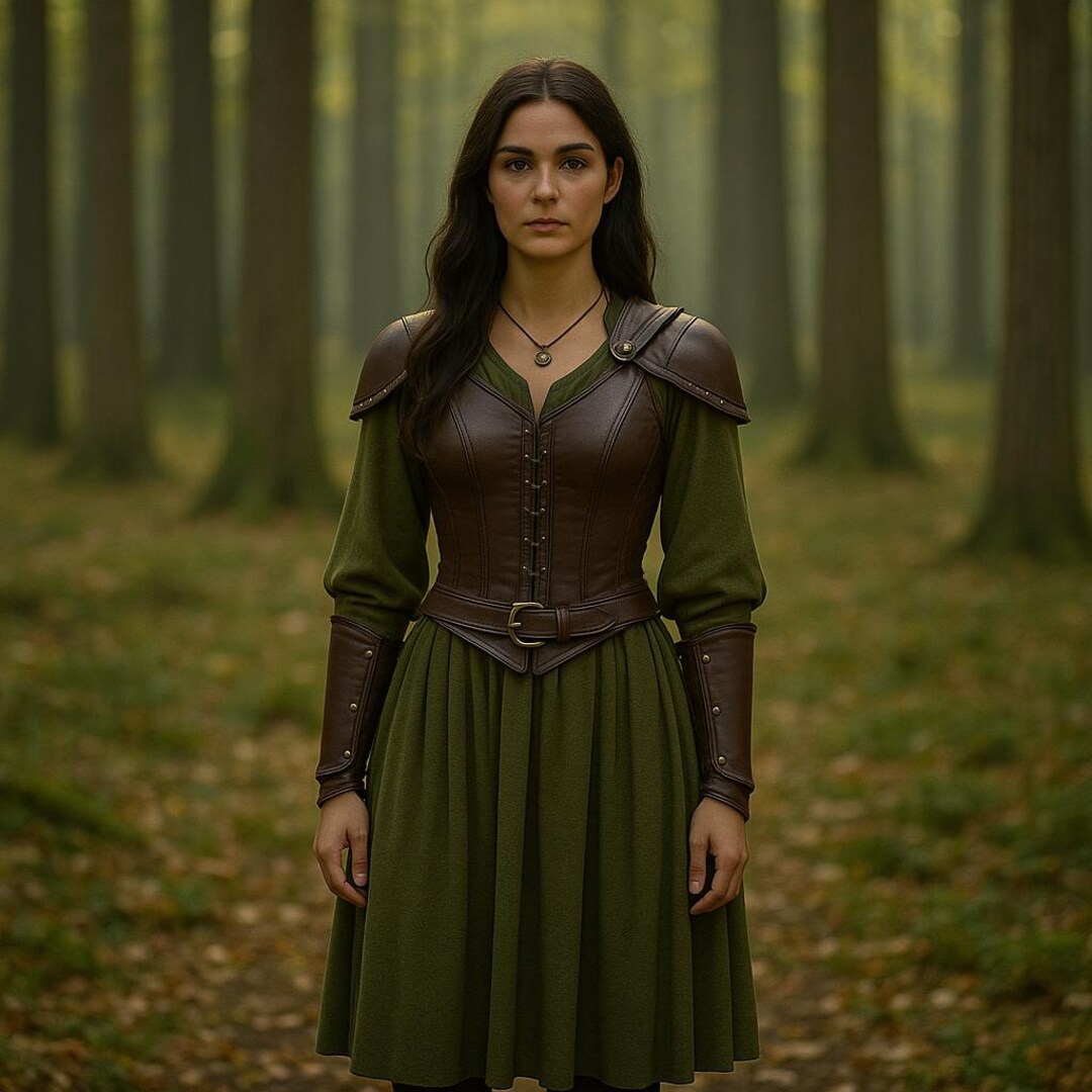 Brown Leather Bodice Armor | Women's Forest Ranger Dress | Medieval ...