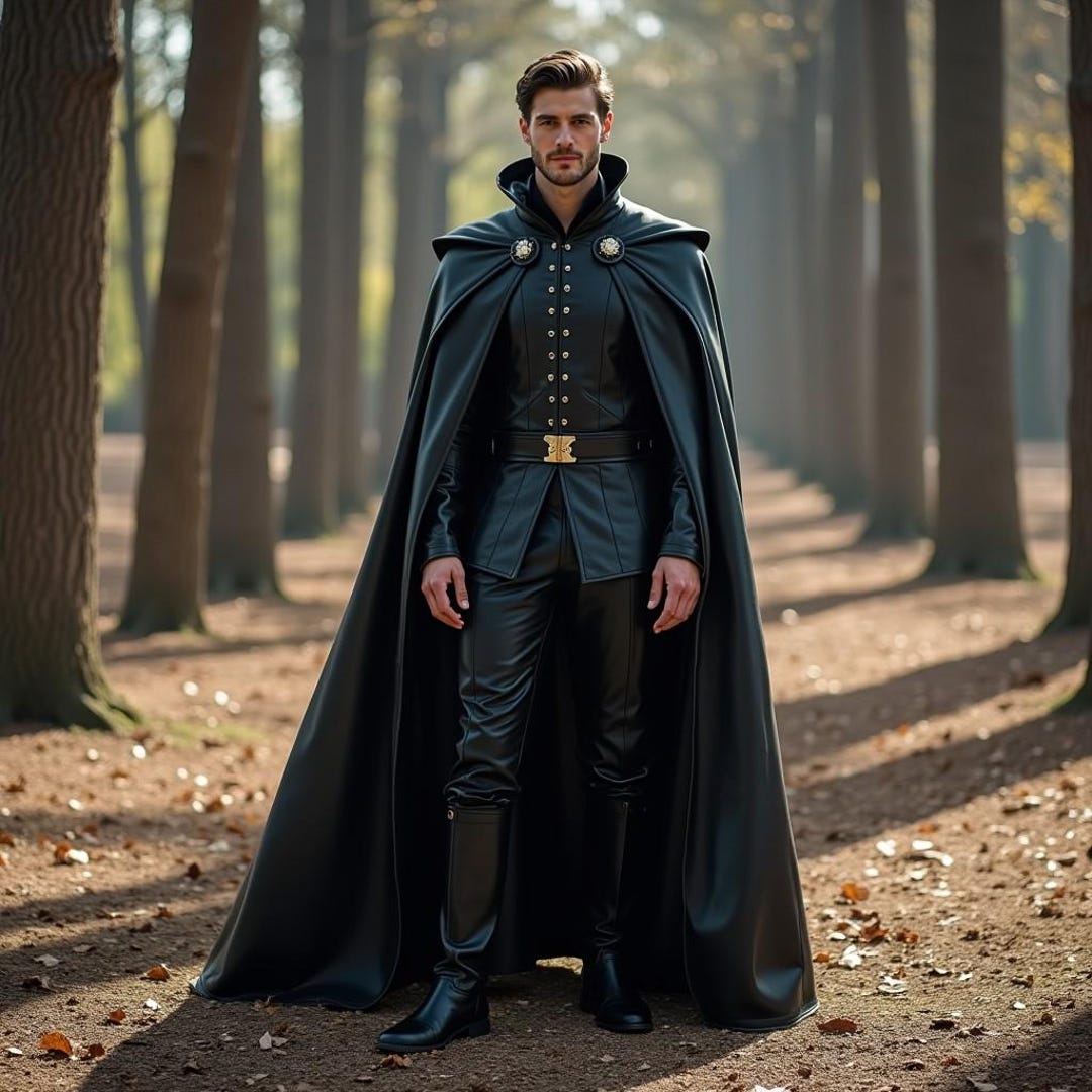 Black Genuine Leather Warrior Full Costume | Medieval Hooded Cape for ...