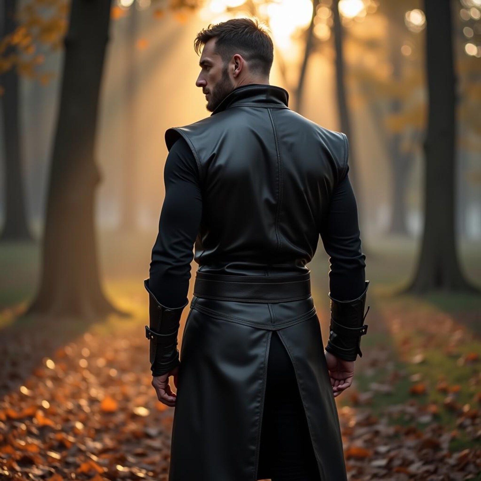 Dark Fantasy Leather Armor Costume | Men's Tactical Long Coat | Warrior ...