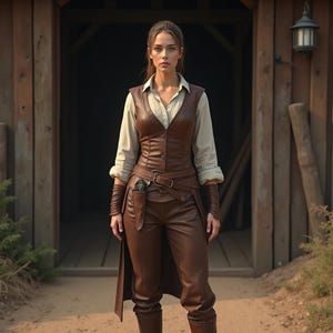 Women’s Brown Genuine Leather Huntress Costume | Medieval Ranger Vest ...