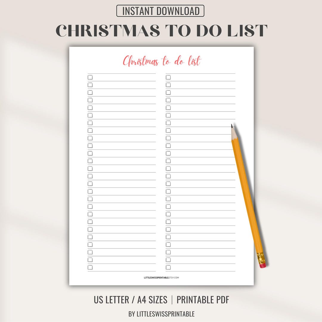 Christmas to Do List Printable, Instant Download Pdf, Christmas Planner ...
