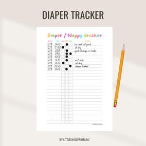 Printable Diaper Change Tracker, Instant Download Pdf, Diaper Log ...