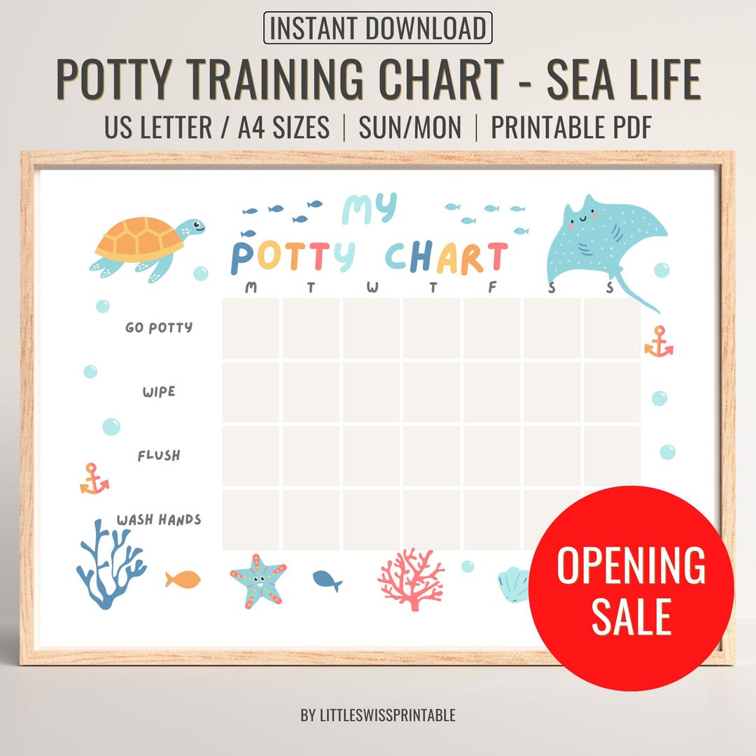 Printable Potty Training Chart Tracker, Instant Download Pdf, Sealife ...