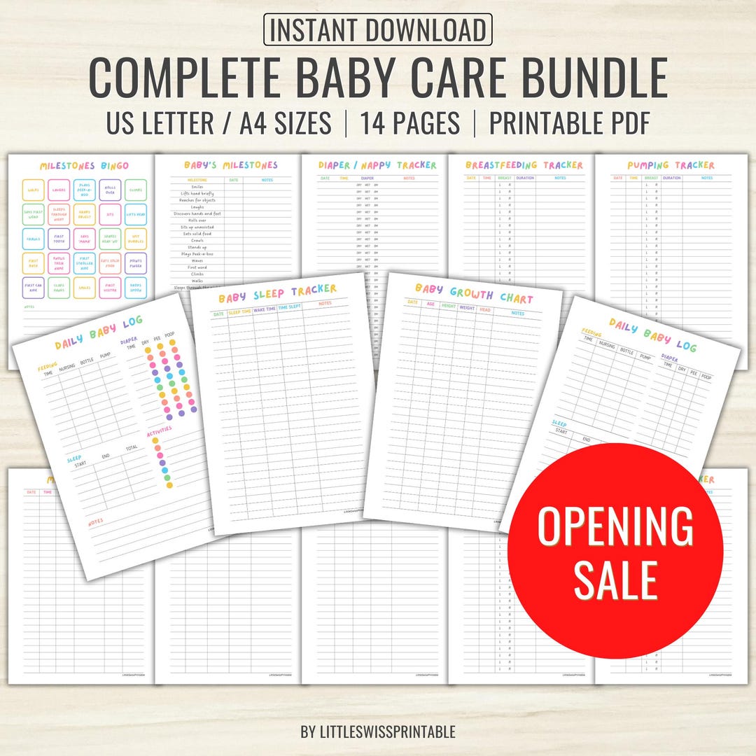 Complete Baby Care Tracker Bundle Printable Pdf, Instant Download ...