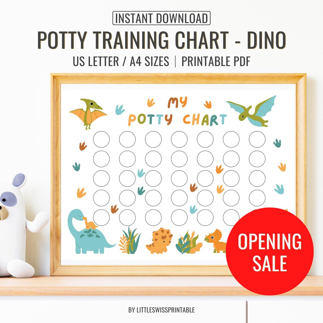 Printable Potty Training Chart Tracker, Instant Download Pdf, Dinosaur ...