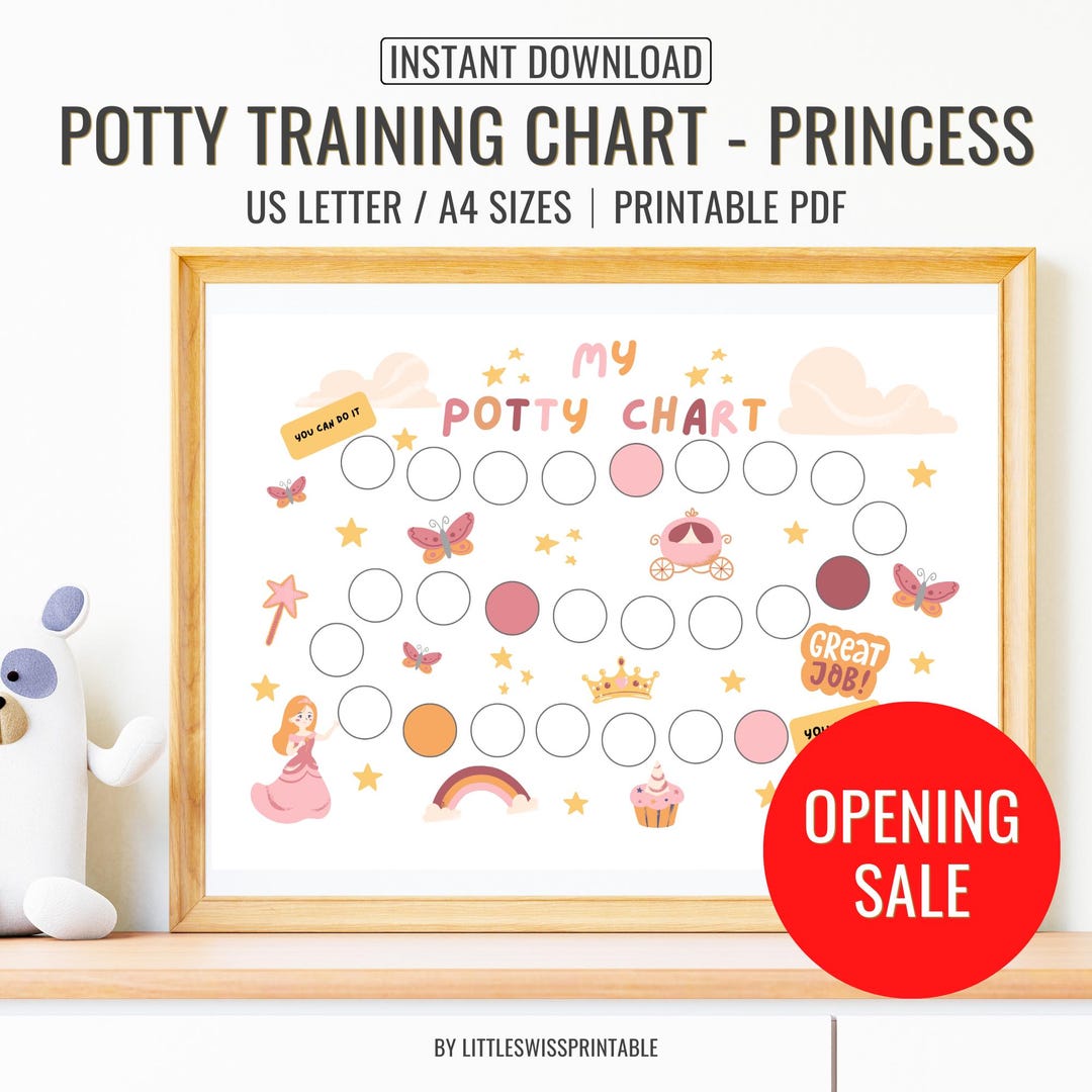 Printable Potty Training Chart Tracker, Instant Download Pdf, Princess ...