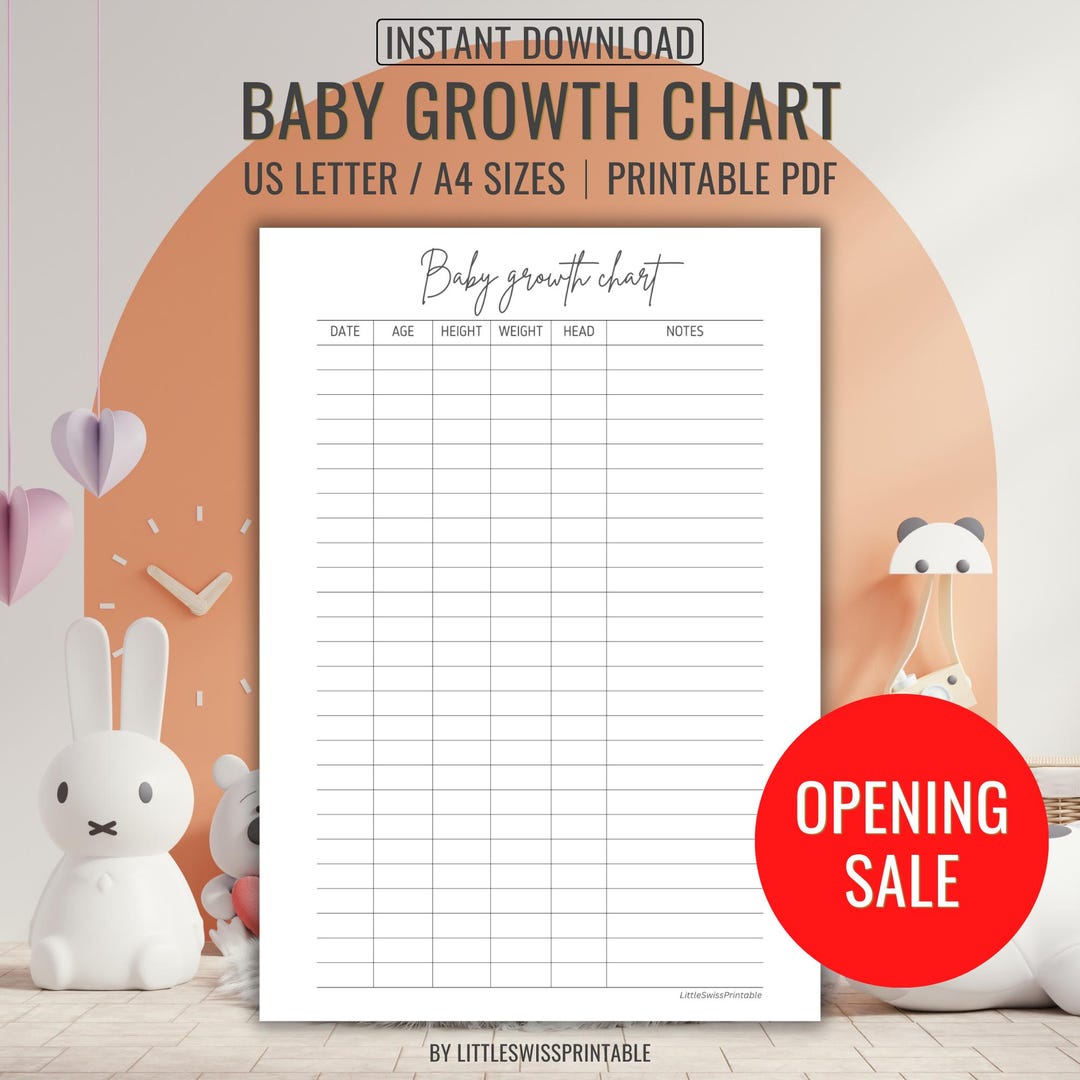 Printable Baby Growth Chart Tracker, Instant Download Pdf, Newborn ...