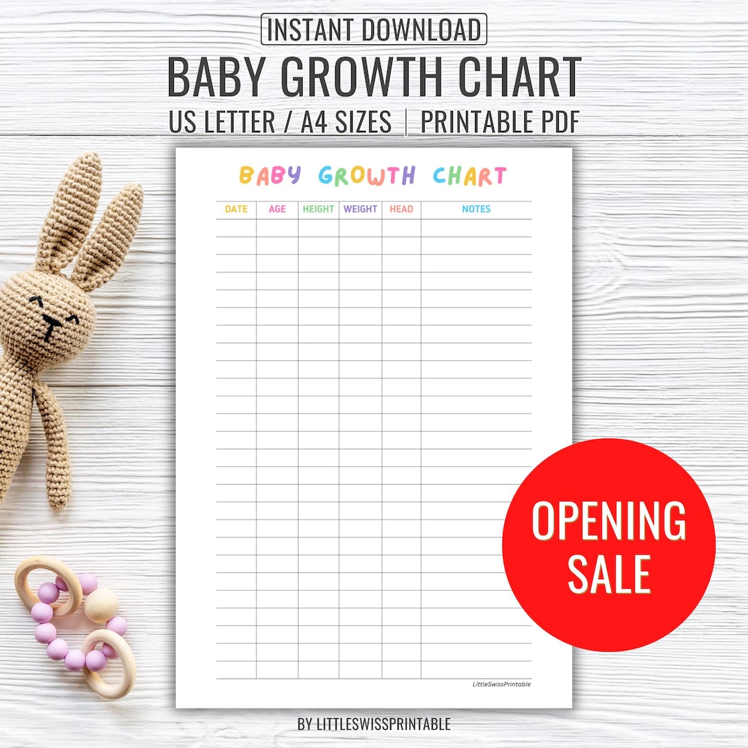 Printable Baby Growth Chart Tracker, Instant Download Pdf, Newborn ...