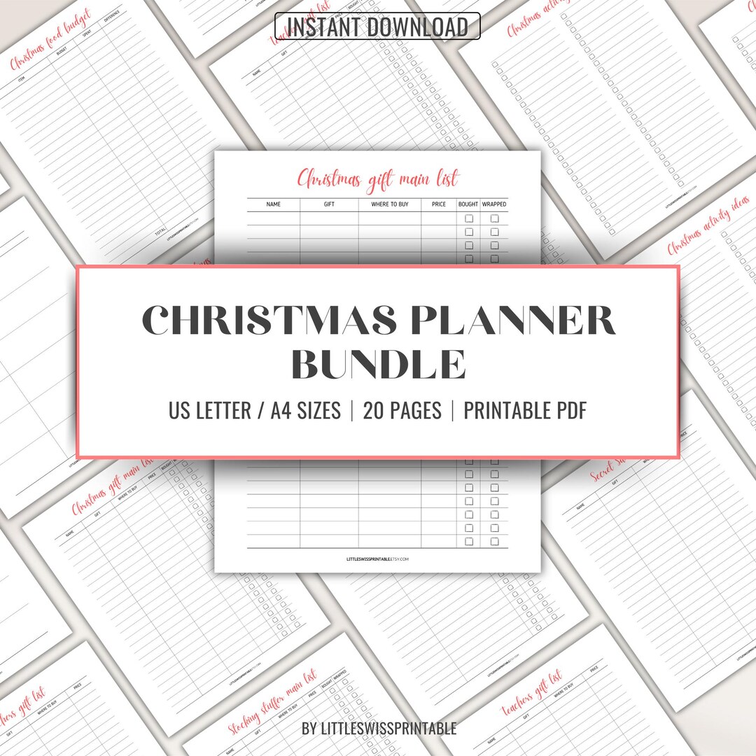 Christmas Planner Bundle Printable, Instant Download Pdf, Gift Planner ...