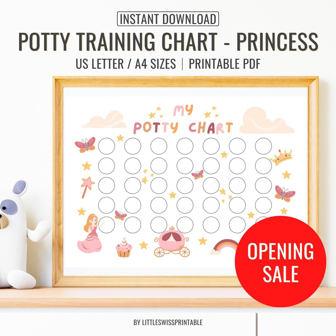 Printable Potty Training Chart Tracker, Instant Download Pdf, Princess ...