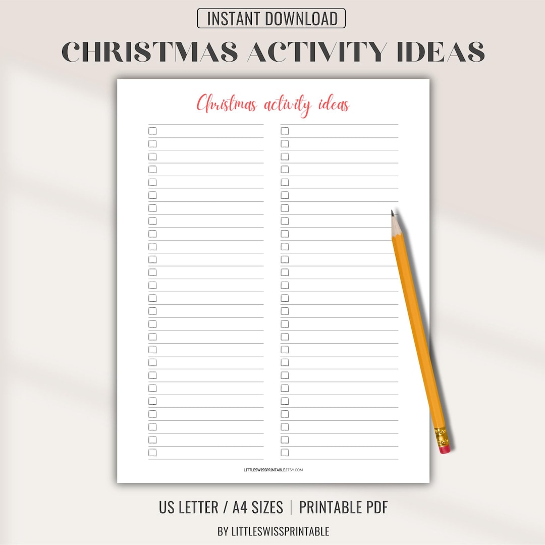 Christmas Activities List Printable, Instant Download Pdf, Christmas ...