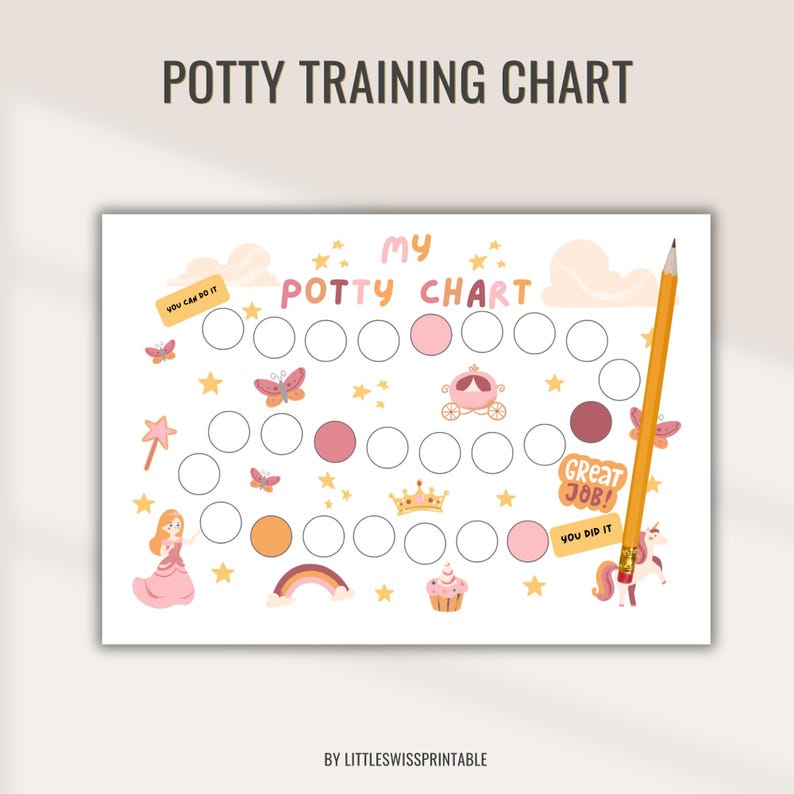 Printable Potty Training Chart Tracker, Instant Download Pdf, Princess ...