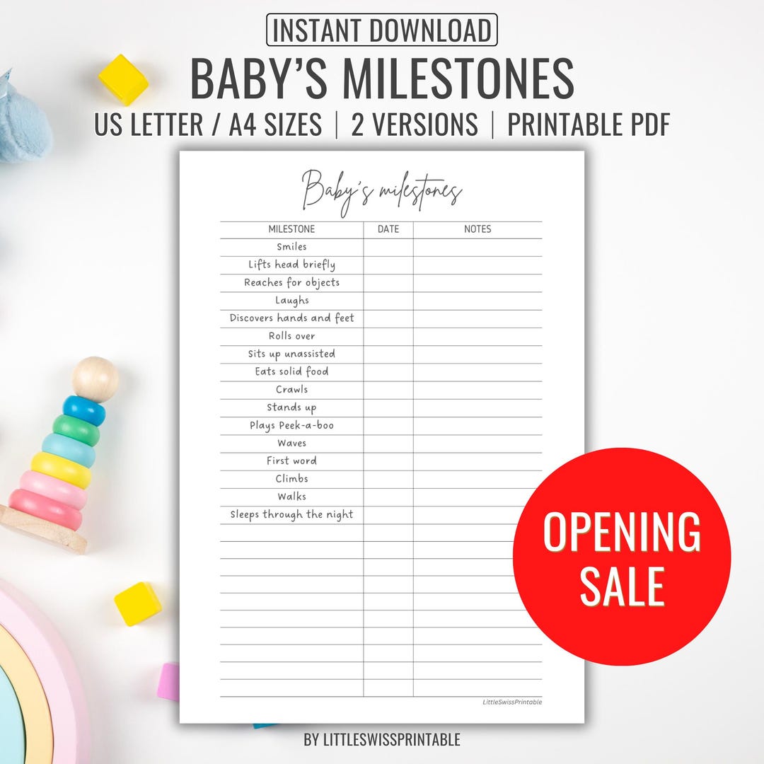 Printable Baby Milestones Tracker, Instant Download Pdf, Newborn ...