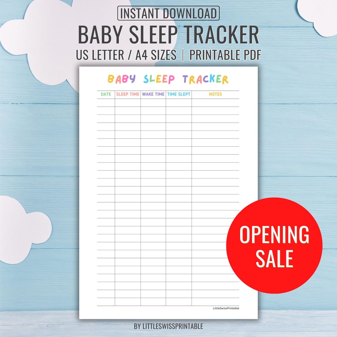 Printable Baby Sleep Tracker, Instant Download Pdf, Newborn Sleep Log ...