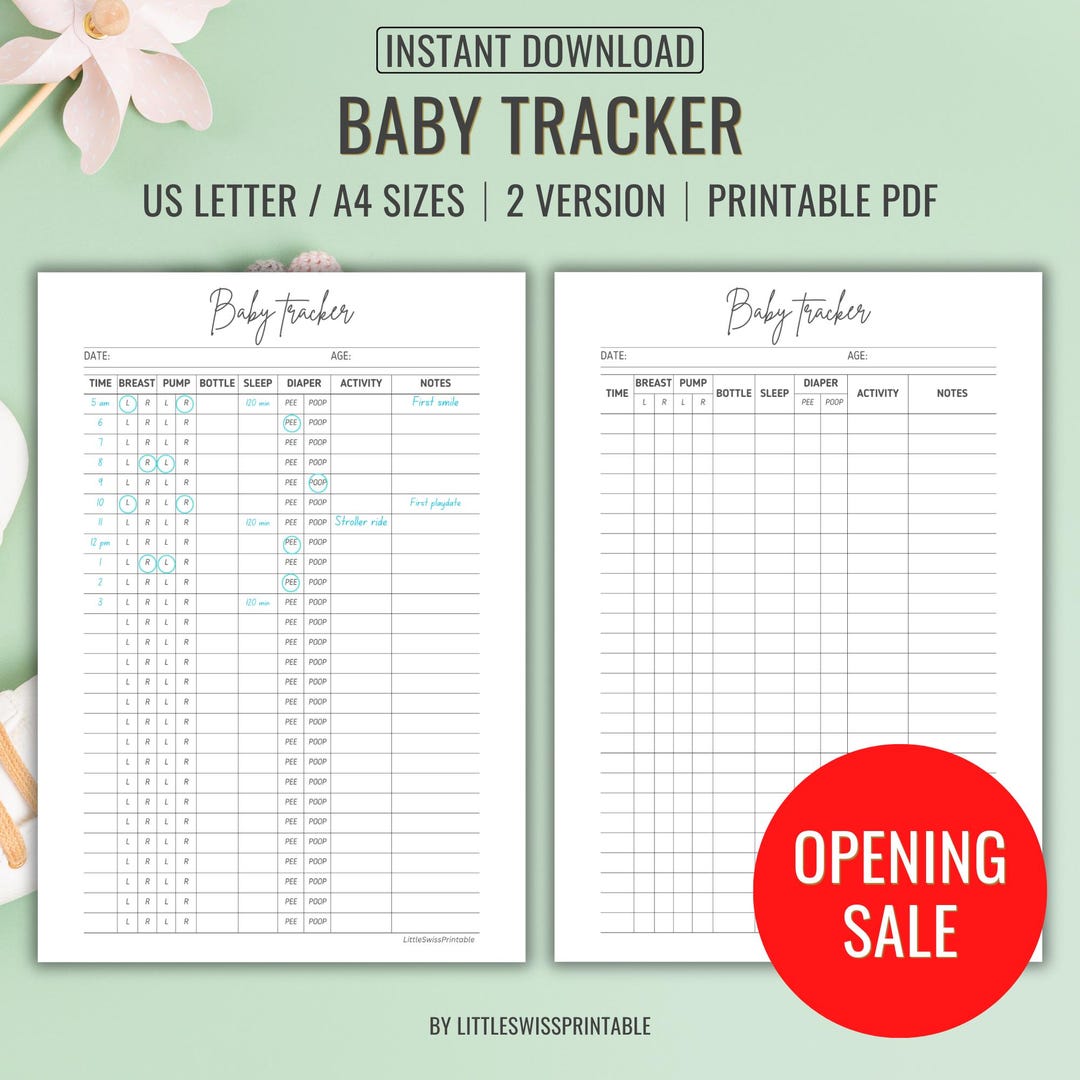 Printable Daily Baby Tracker Log, Instant Download Pdf, Newborn Daily ...