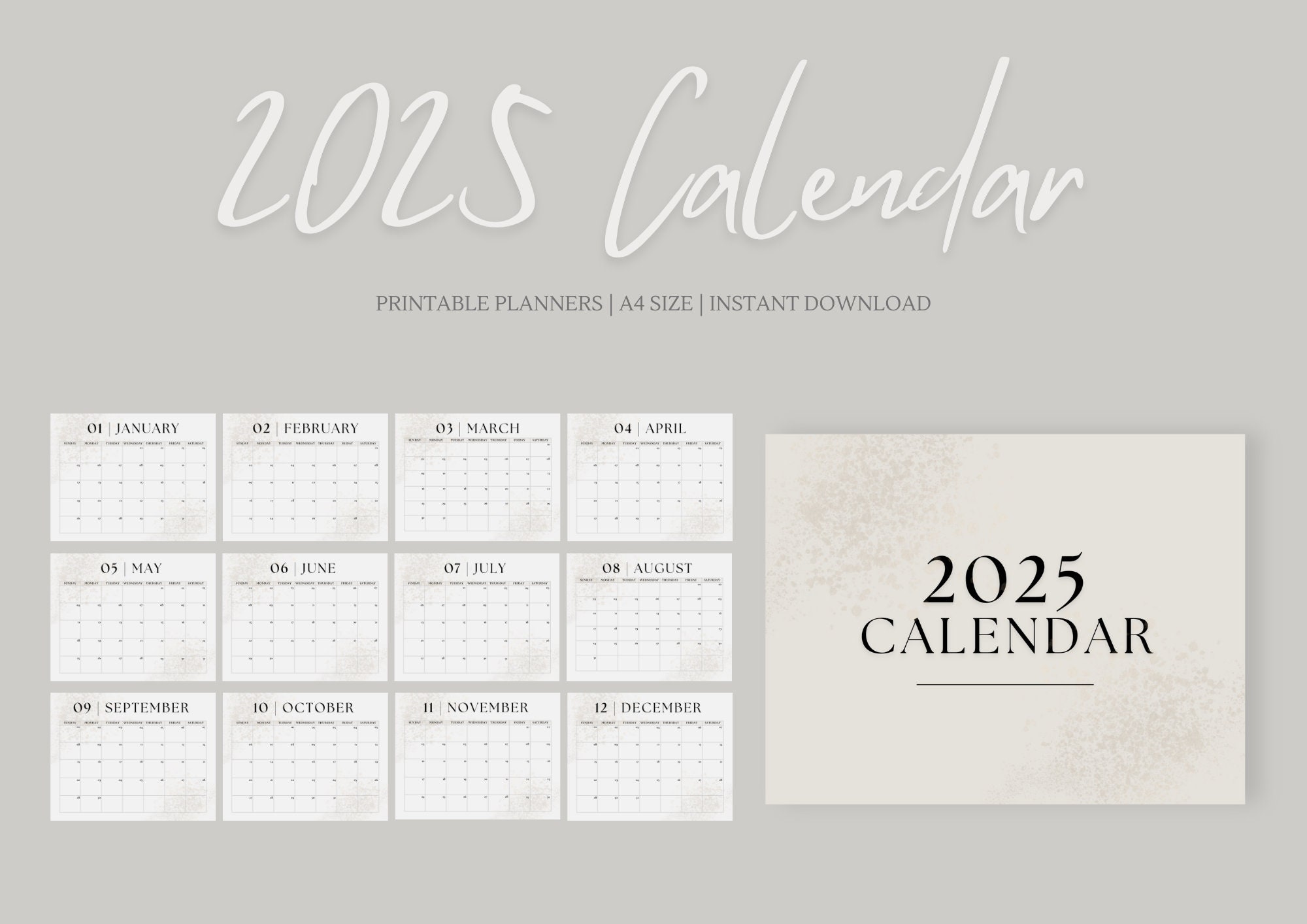 Minimalist 2025 Calendar - Etsy