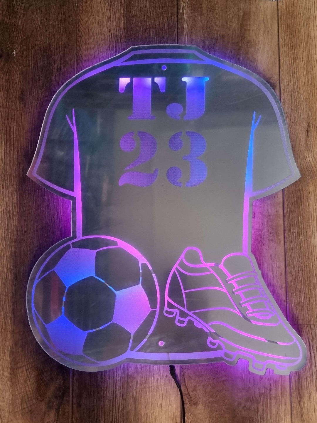 Football Kit Rainbow LED Light up Mirror or Freestanding Bed Lamp ...