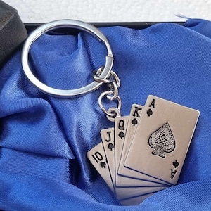 Poker Hand Keyring Personalised Cards Royalflush Metal Keychain - Etsy