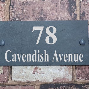 Slate House Sign 20cm X 10cm Plaque Personalised Deep Engraved & Fixing ...