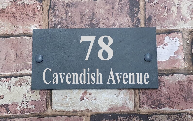 Slate House Sign 20cm X 10cm Plaque Personalised Deep Engraved & Fixing ...