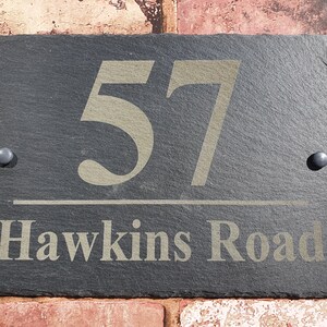 Slate House Sign 20cm X 10cm Plaque Personalised Deep Engraved & Fixing ...