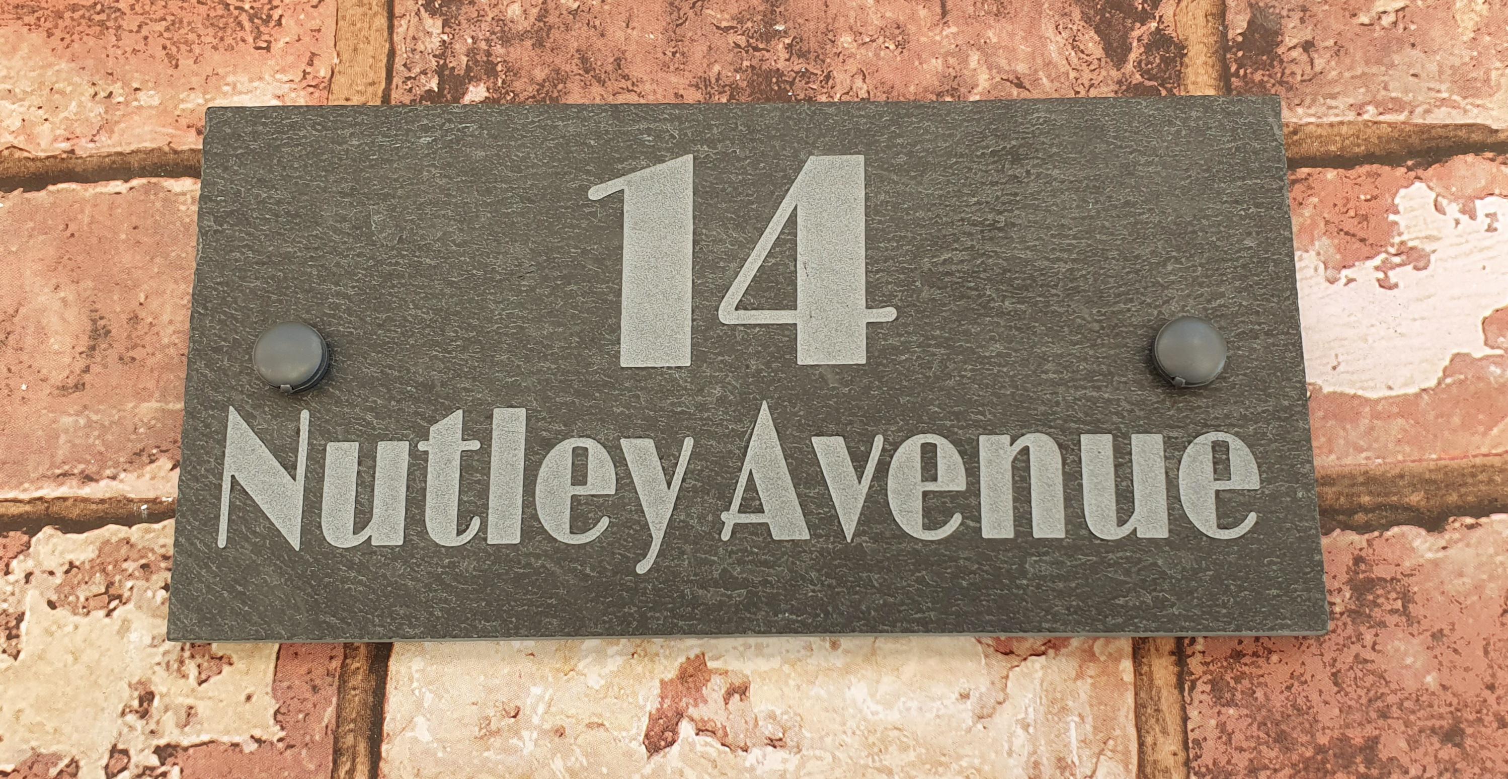 Slate House Sign 20cm X 10cm Plaque Personalised Deep Engraved & Fixing ...