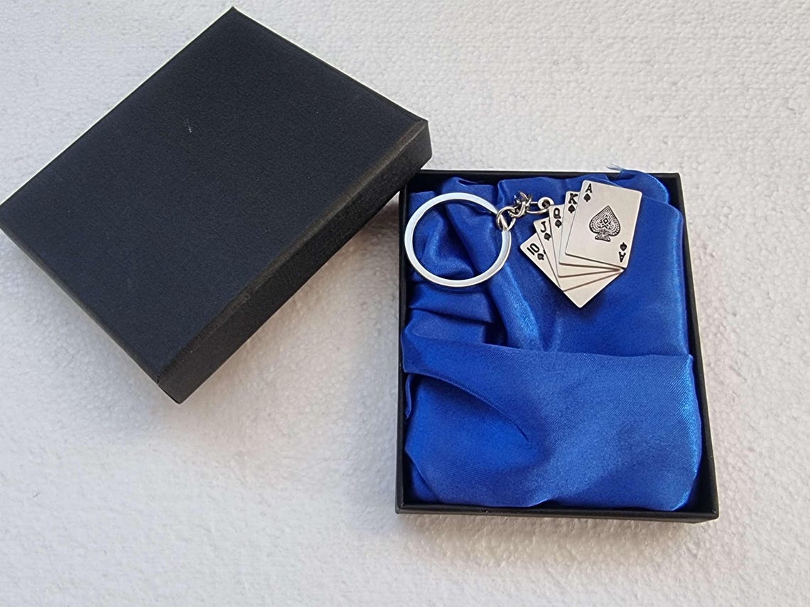 Poker Hand Keyring Personalised Cards Royalflush Metal Keychain - Etsy