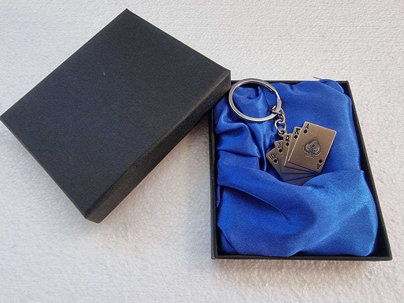 Poker Hand Keyring Personalised Cards Royalflush Metal Keychain - Etsy