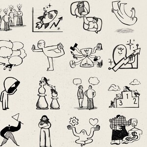 DOODLE CHARACTERS PNG 100 Bundle Artwork Illustrations for T-shirts ...