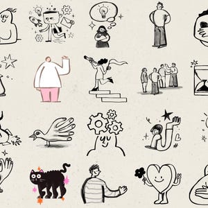 DOODLE CHARACTERS PNG 100 Bundle Artwork Illustrations for T-shirts ...