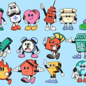RETRO CHARACTERS SVG 45 Artwork Illustrations for T-shirts, Merchandise ...