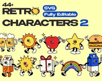 RETRO CHARACTERS SVG 45 Artwork Illustrations for T-shirts, Merchandise ...