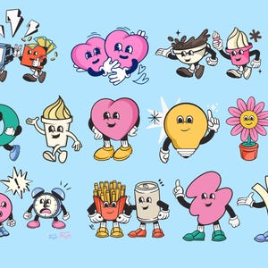 RETRO CHARACTERS SVG 45 Artwork Illustrations for T-shirts, Merchandise ...