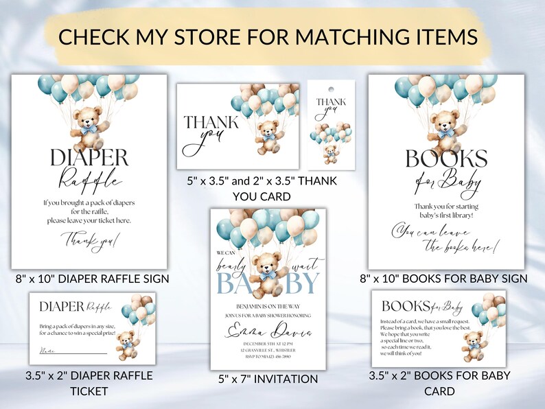 EDITABLE Teddy Bear Baby Shower Welcome Sign, Blue Bear Baby Shower ...