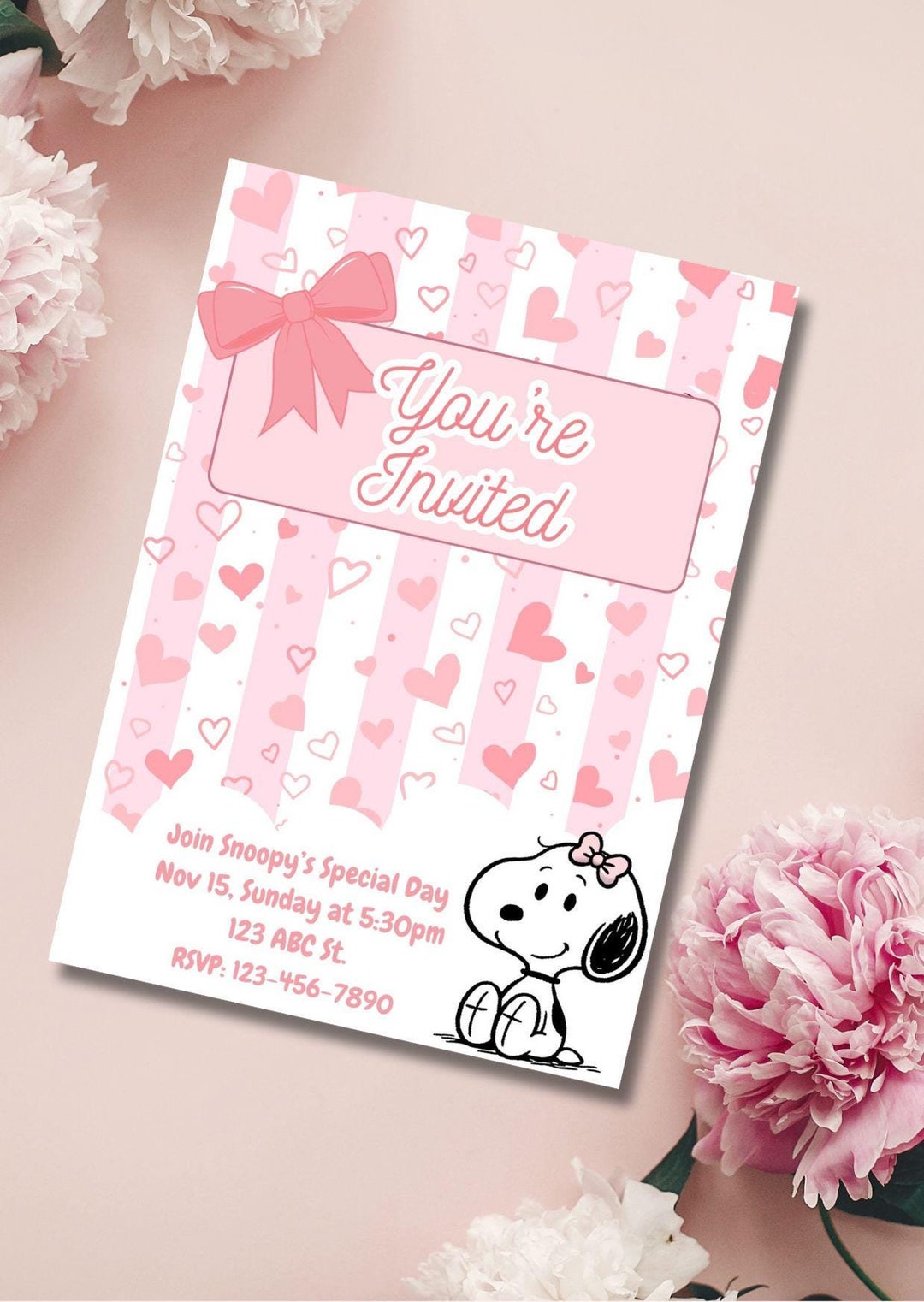 Editable/custom Snoopy Birthday Invitation, Template Invitation, Beagle ...